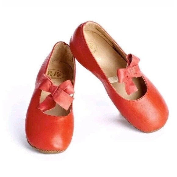 pepe | Shoes | New Girls Pepe Coral Big Bow Ballet Flats Shoes Leather ...